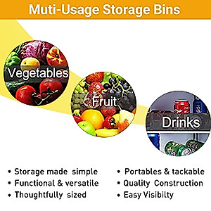 Ikaufen 4 Pack Stackable Refrigerator Organizer Bins, BPA Free Plastic Kitchen Storage Container Bins with Handles for Clear Organizer in Pantry, Cabinet, Refrigerator,Freezer Shelves,Drawer
