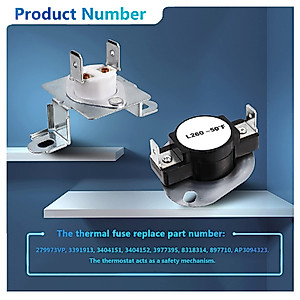 3387747 Dryer Heating Element & 279816 Thermostat Kit & 279973 3392519 Thermal cut-off Fuse Replacement Compatible with Kenmore, Samsung, Whirlpool, KitchenAid electric dryers and more