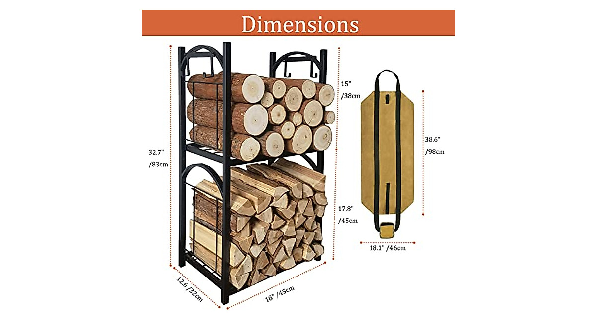 Luseiya 2-Tier Firewood Rack Carrier - Indoor & Outdoor Use