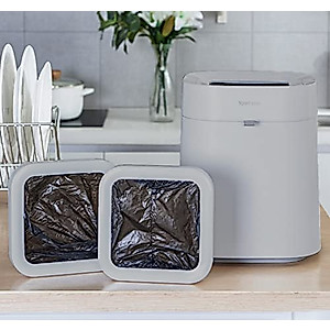TOWNEW T Air Lite (T02B Gray) 4.4-Gallon Smart Trash Can with Open Barrel Top, Self-Sealing and Self-Changing Technology, Small