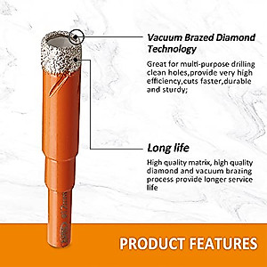 Dry Diamond Drill Bit Set,BGTEC 10pcs 1/4" 6mm Hole Saw for Granite,Marble,Masonry, Concrete, Tile/Ceramic, Glass, Hard plastic,Vacuum Brazed Diamond Core Drill Bit Kit