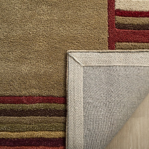 Martha Stewart Collection by SAFAVIEH 8' x 10' Lead Gray MSR4715B Handmade Striped Border Wool & Viscose Area Rug