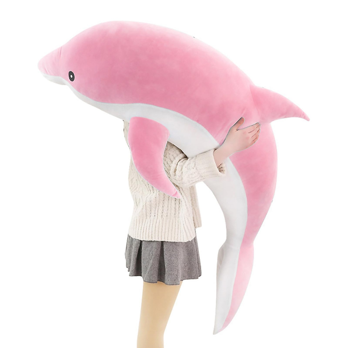 AHXHWKA Giant Dolphin Stuffed Animals Plush Pillow Super Soft Sea Animal Plush Toys Dolls Sleeping Cushion for Boys Girls Gifts 39.4IN