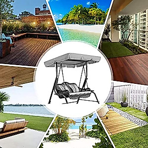 Patio Swing Canopy Fabric Waterproof Replacement Top Cover Cloth,Anti-UV Patio Chair Top Cover for 2/3-Seater-Swing Chair,Outdoor Garden Chair Sunscreen Cover Top Cover for Seat Furniture