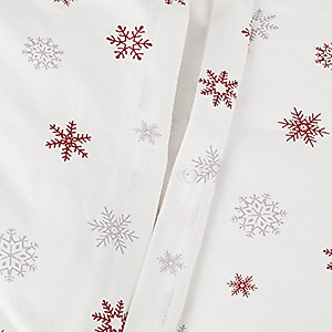 Amazon Brand – Pinzon Cotton Flannel Duvet Cover - Twin, Falling Snowflake Merlot