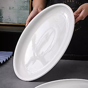 Dinner Plates Set Fish Plate Household Steamed Fish Plate Large Hotel Restaurant Commercial Tableware Oval Dish Kitchen Salad Bowl (Size : Small)