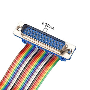 uxcell IDC Rainbow Wire Flat Ribbon Cable DB25 Male to DB25 Female Connector 2.54mm Pitch 11.8inch Length