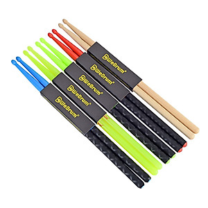 5A Nylon Drumsticks for Drum Set Light Durable Plastic Exercise ANTI-SLIP Handles Drum Sticks for Adults Musical Instrument Percussion Accessories Blue