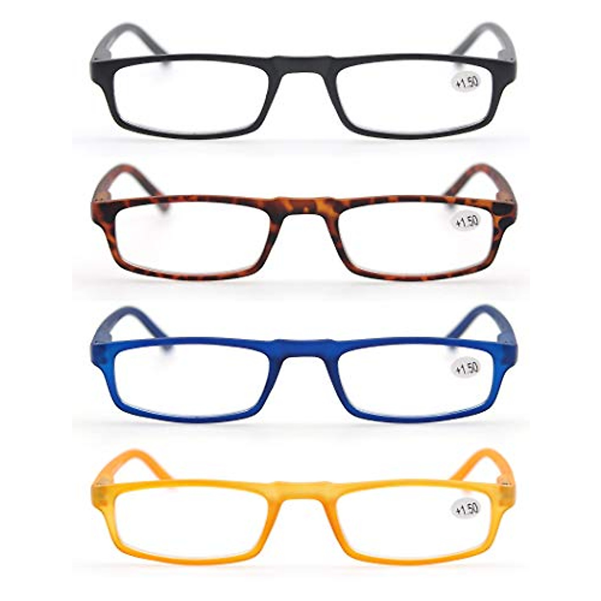 MODFANS Reading Glasses +2.0-4 Pairs Fashion Readers Narrow Frame Spring Hinge for Men Women