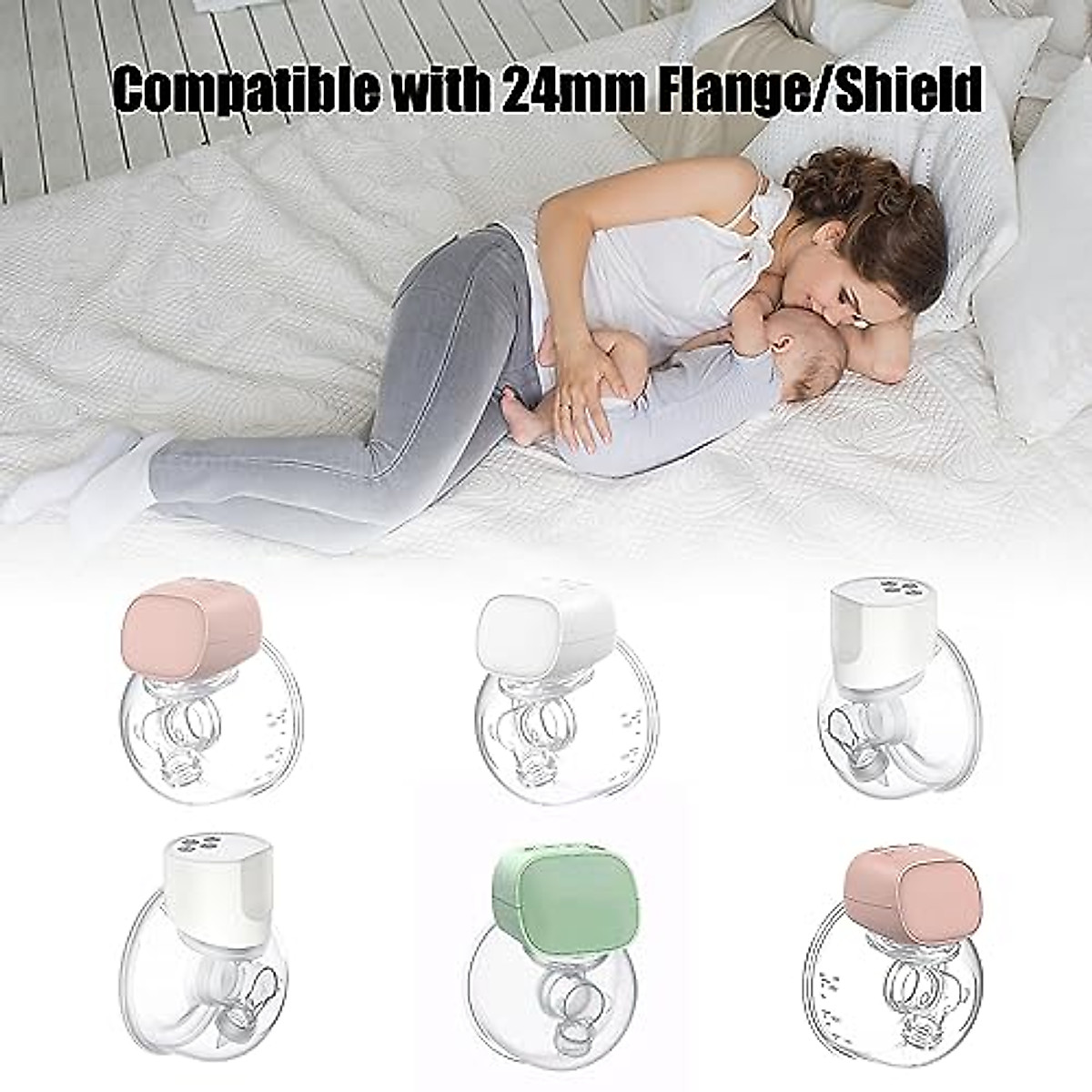 10pcs Flange Inserts, 13/15/17/19/21mm Silicone Breast Pump Flange Insert Wearable Breast Pump Accessories Compatible with Medela/Spectra/TSRETE/Momcozy S9/S12/S9Pro/S12Pro