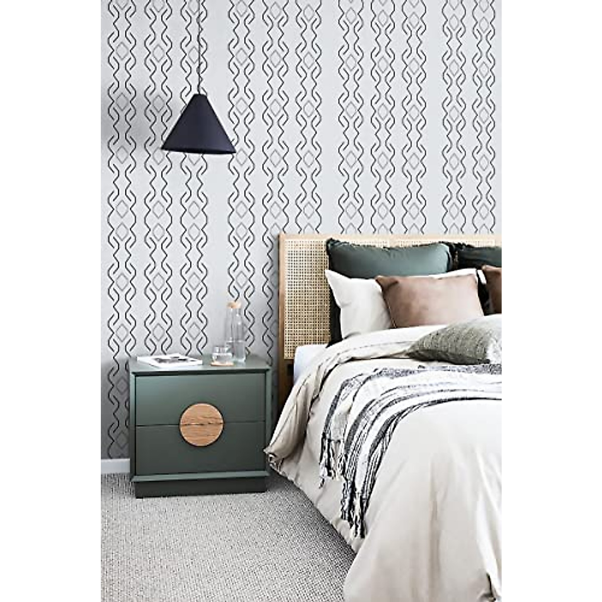 Micpolo Stripe Peel and Stick Wallpaper Black and Grey Contact Paper Geometric Self-Adhesive Wallpaper Modern Removable Vinyl Decor 17.7"X78"