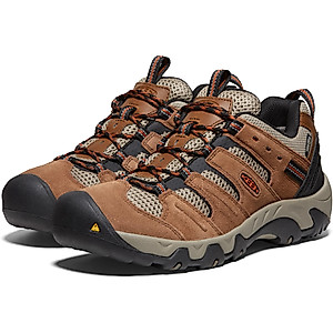 KEEN Men's Headout Low Height Waterproof All Terrain Hiking Shoes, Bison/Fossil Orange, 11