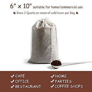 HOMYHEE Cold Brew Coffee Bags 60 Count Disposable Fine Mesh Brewing Bags for Concentrate/Iced Coffee Maker, French/Cold Press Kit, Hot Tea in Mason Jar or Pitcher, 6 x 10 Inches
