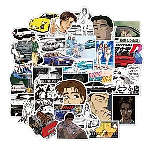 Initial D Anime Stickers Laptop Stickers Waterproof Skateboard Snowboard Car Bicycle Luggage Decal 50pcs Pack (Initial D)