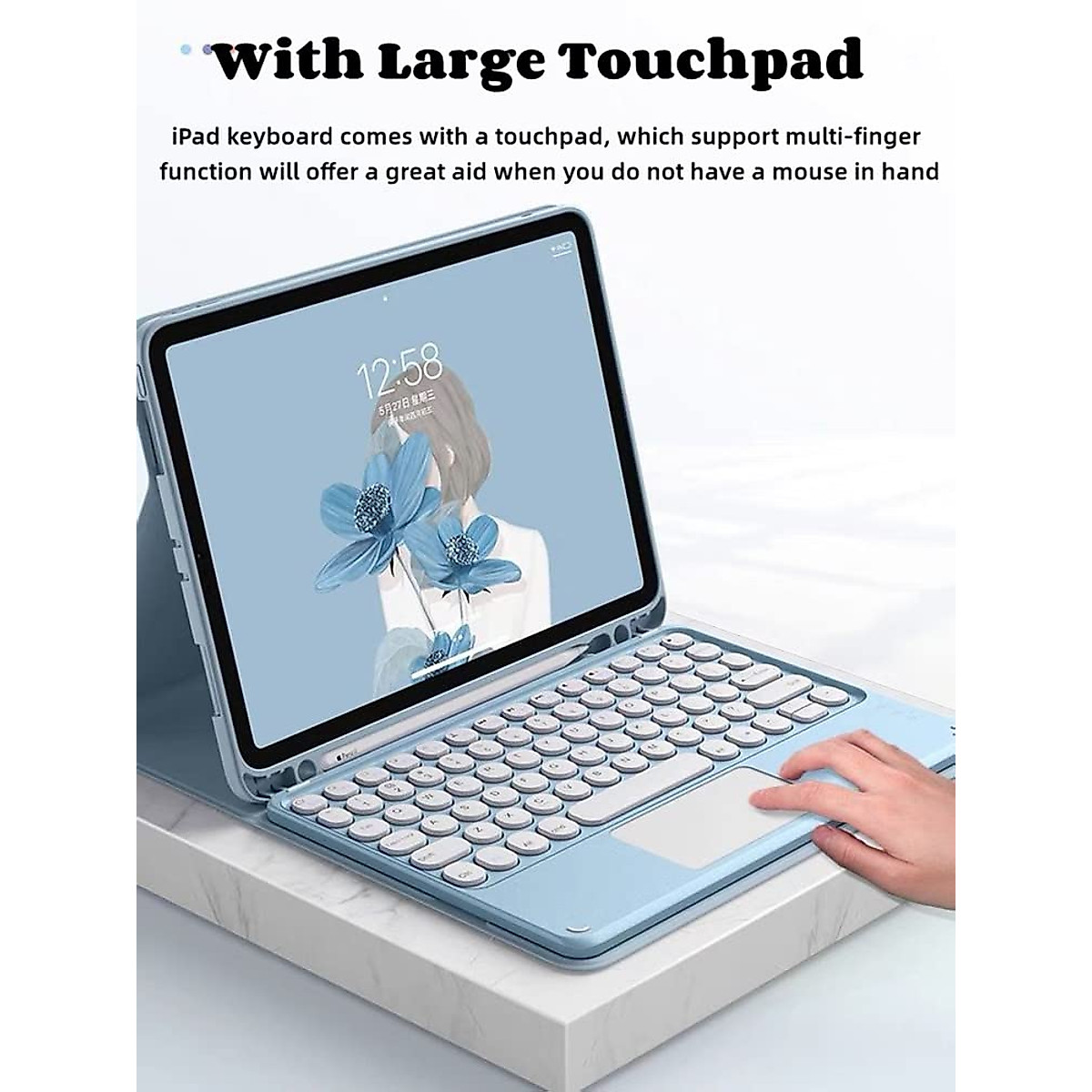 Touchpad Keyboard Case For Lenovo Tab P11 / Lenovo P11 Plus Case, Detachable Bluetooth Trackpad Keyboard Case for (Model: TB-J606F TB-J606X TB-J616F) (For Lenovo Tab P11 / Lenovo P11 Plus, Black)
