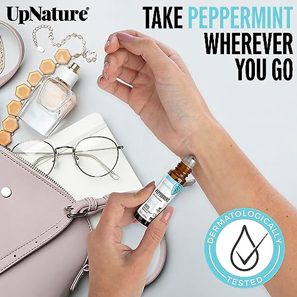 Peppermint Essential Oil Roll On - Topical Peppermint Oil - Relieves Head Tension, Pregnancy Essentials, Reduces Stress & Soothes Aches- Premium Quality, Therapeutic Grade Aromatherapy Oil