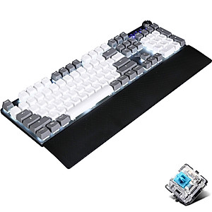 CCTECH Chichen Mechanical Gaming Keyboard,USB Wired,Magnetic Wrist Rest,Pure White Backlight Classic Keycaps,for Gaming,Office and Home,Dedicated Media Keys. (Black)