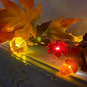 TURNMEON Thanksgiving Decor 30LED/10Ft 3D Pumpkin Lights Thanksgiving Decorations, 3 in 1 Battery Powered Fall Lights Pumpkin Decor, Fall Garland Lights Indoor Outdoor Fall Decor Autumn Halloween Home