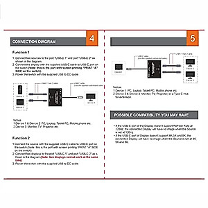ChenYang CY PD 8K@30hz 100W 10Gbps USB-C Type-C Bi-Direction Switch MST 1 to 2 Hub Support Video Data