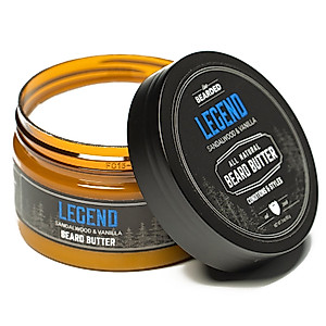 Live Bearded Beard Butter, 3 fl oz - Made in the USA - All-Natural Leave-in Conditioner and Softener with Shea | Legend Scent - Sandalwood, Vanilla