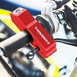 Motorcycle Handlebar Lock Grip with Lever Protection Sleeve - Heavy Duty Motorcycle Lock Anti Theft Throttle Brake Grip Lock Men, Moped Accessories For ATV, Scooter & Dirtbike Accessory (Red, 2x Keys)