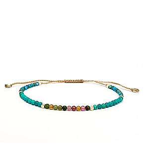 BALIPURA - Clear Mind Aura Bracelet Gift for Women (2mm Small Beads) - Beaded Crystals Apatite, Color Tourmaline and Turquoise, 925 Solid Silver Spacer - Precious Gemstones Healing Crystal