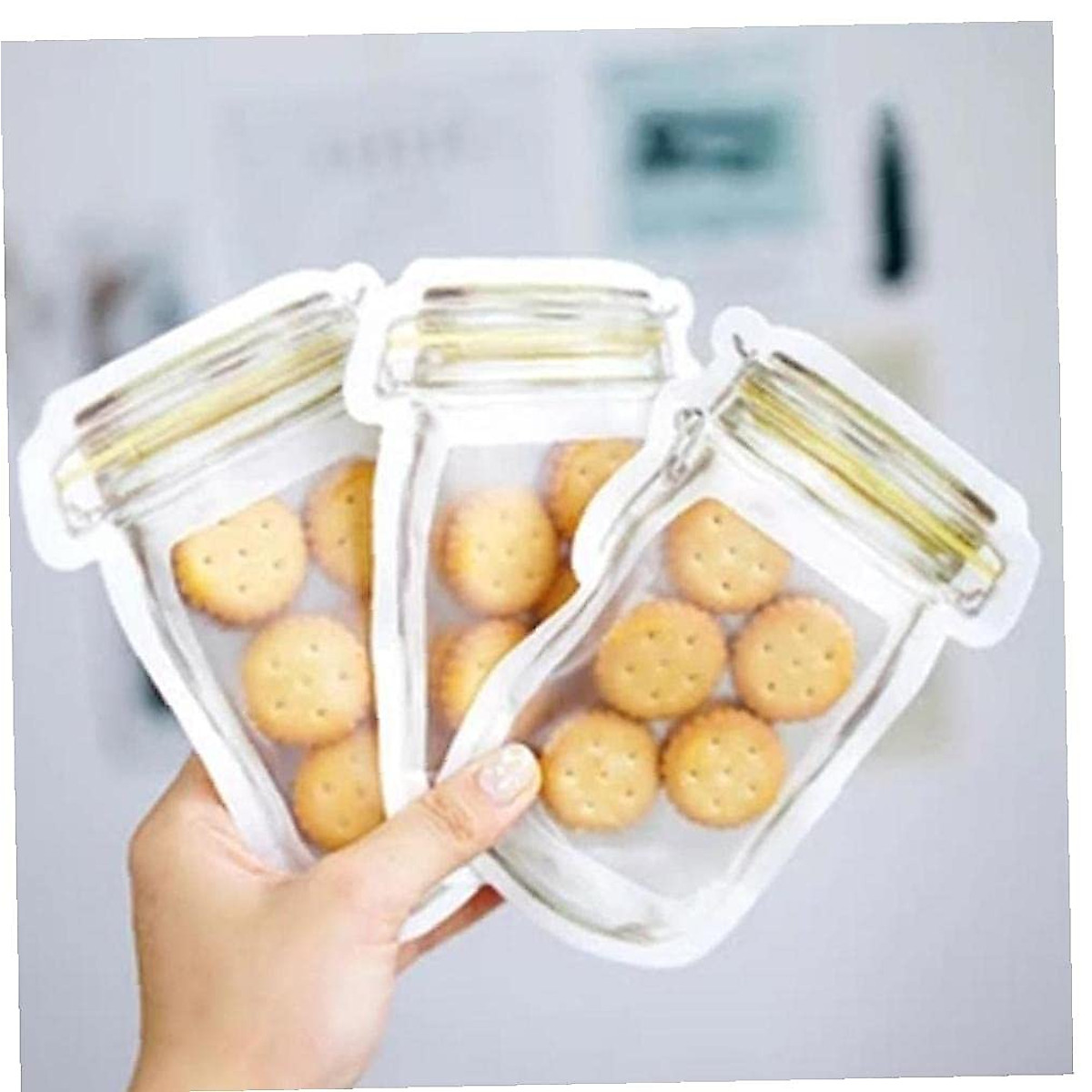 10pc Food Storage Containers Reusable Silicone Food Bags Jar-Shaped Bag Lunch Snacks Fruit Bag for Picnic Travel
