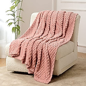 FY FIBER HOUSE Fleece Throw Blanket for Couch 300GMS Super Soft Plush Fuzzy Blankets Lap Blanket for Office Sofa, 50x60 Inches, Pink