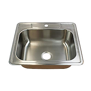 Transolid CTSB25228-3 Classic Single Bowl Kitchen Sink, 22 1/64" L x 25" W x 9" H, Brushed Stainless Steel