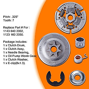 Mtanlo .325"-7T Clutch Drum Spur Sprocket Cover Kit for Stihl MS231 MS251 MS241 MS231C MS241C MS251C Chainsaw 1143 640 2002