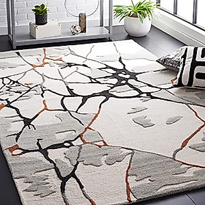 Safavieh Metro Collection 4' x 6' Ivory/Grey MET884F Handmade Modern Contemporary Textured Wool Area Rug