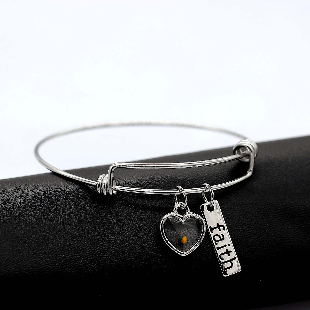 Uloveido Christian Faith Extendable Bracelet Bangle, Stainless Steel, Mustard Seed Bracelets, Christian Inspirational Gifts 2.5inch