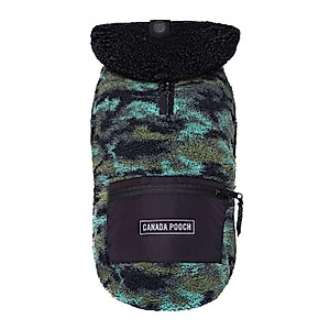 Canada Pooch Green Camo Cool Factor Dog Hoodie, X-Large/XX-Large