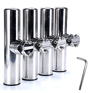 Amarine Made 4Pcs Marine Grade Stainless Steel Rail Mounted Clamp on Fishing Rod Holder for Rails 1" to 1-1/4"