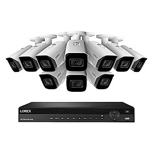 Lorex Technology Lorex 4KHDIP1610 2 4K Nocturnal IP System with 16 Channel 3TB NVR and Ten 4K Smart Detection Audio IP Security Bullet Cameras, 150ft Night Vision