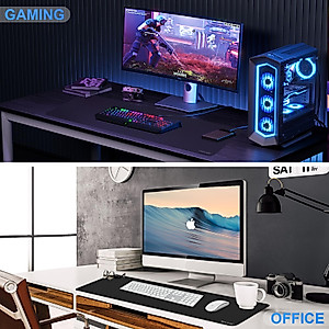 cimetech Gaming Mouse Pad XXL Comfortable Superfine Fiber Desktop Extended Large Mouse Pad Waterproof Keyboard Mat with Non-Slip Base, Smooth Surface for Computer and Desk (25.3✖12.4✖0.04inches)-Black