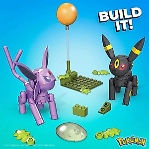 MEGA Pokémon Action Figure Building Toys, Umbreon & Espeon With 122 Pieces, 2 Poseable Characters, 4 Inches Tall, Gift Idea For Kids