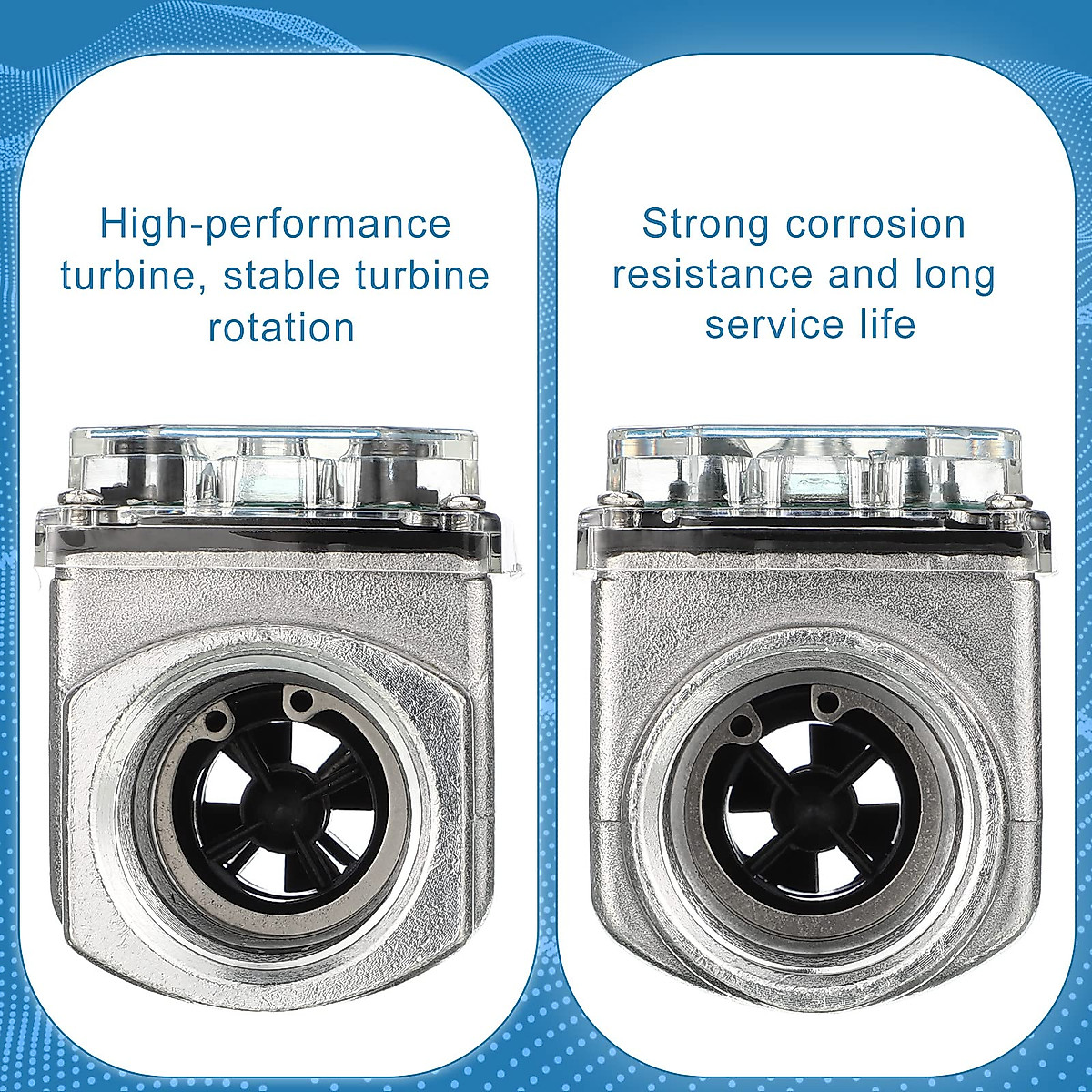 Xuhal 2 Pcs Digital Turbine Flow Meter Fuel Flow Meter Electronic Fuel Meter with Digital Display Gas Oil Fuel Flow Meter Water Flow Meter ±1% Accuracy for Measure Diesel Kerosene Gasolin (1 Inch)