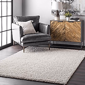 nuLOOM Clare Solid Shag Area Rug, 3' x 5', White