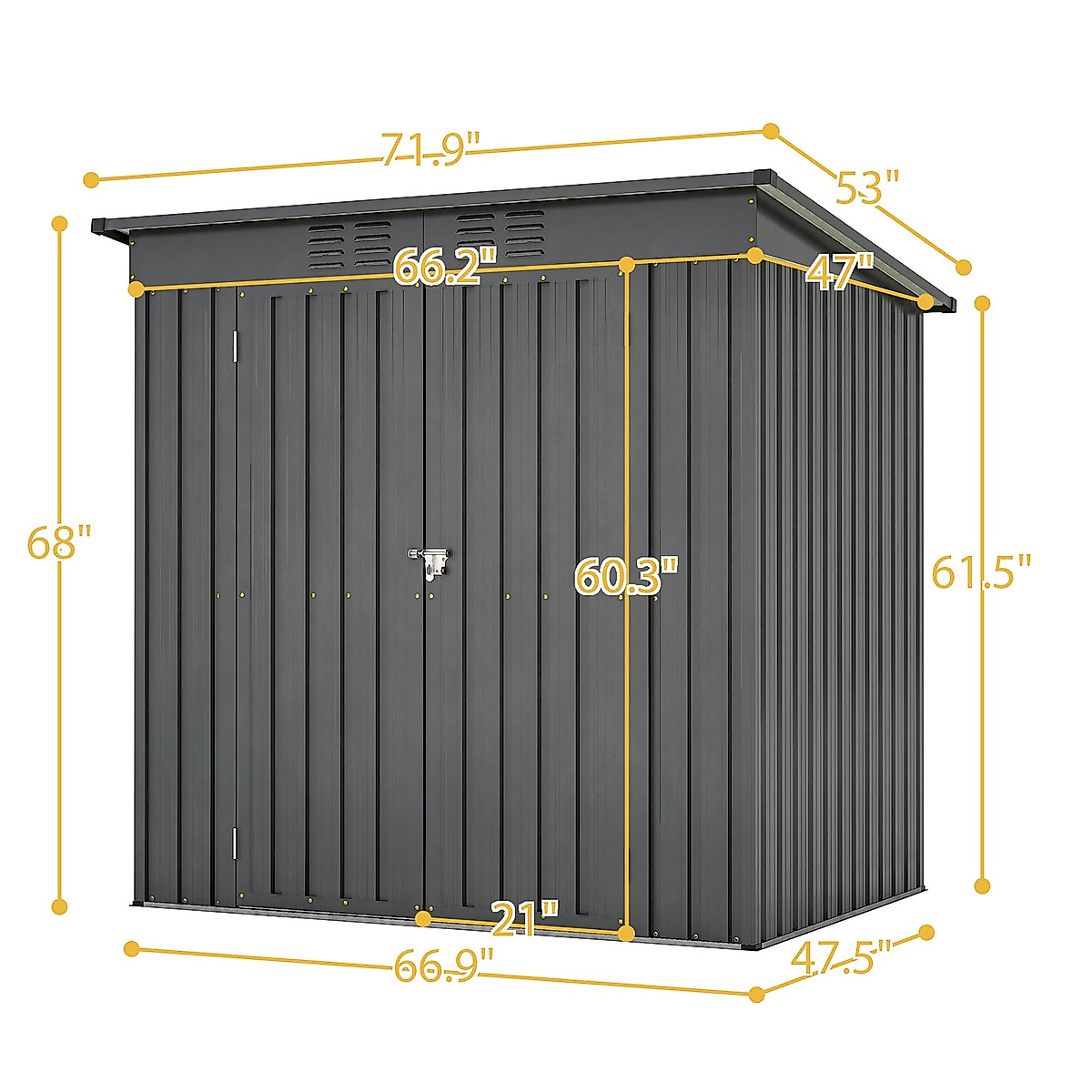 CHUNLY 6 x 4 ft Outdoor Storage Shed with 2 Double Hinged Door & Floor Base, All Weather Tool Shed Outdoor Storage Lockable Garden Shed Storage Room for Garden Patio Backyard Lawn Black