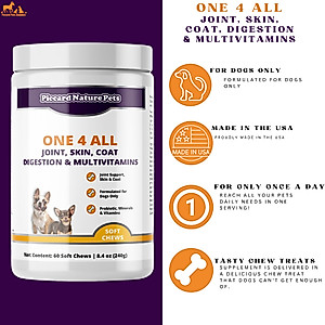 PiccardNaturePets One 4 All Joint,Skin,Coat Digestion and Multivitamins Wheat Free 60ct Soft Chews