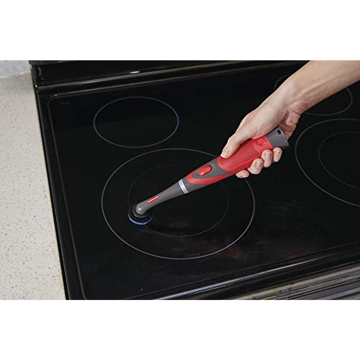 Rubbermaid Reveal Cordless Battery Power Scrubber Home Kit, 18 Pieces, Red, Multi-Purpose Scrub Brush Cleaner for Grout/Tile/Bathroom/Shower/Bathtub, Water Resistant, Lightweight, Ergonomic Grip