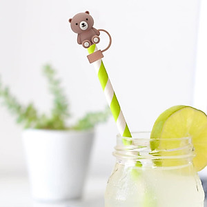 Straw Cover Cap for Stanley Cup,Silicone Bear Straw Toppers Compatible with Stanley Cup 30&40 Oz Tumbler,10mm Dust-Proof Reusable Straw Tips Lids for Stanley Cup Accessories