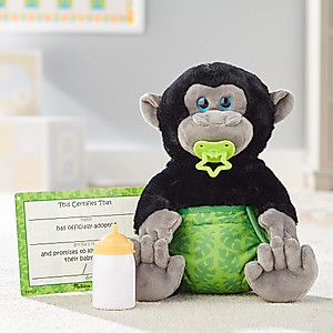 Melissa & Doug 11-Inch Baby Gorilla Plush Stuffed Animal with Pacifier, Diaper, Baby Bottle