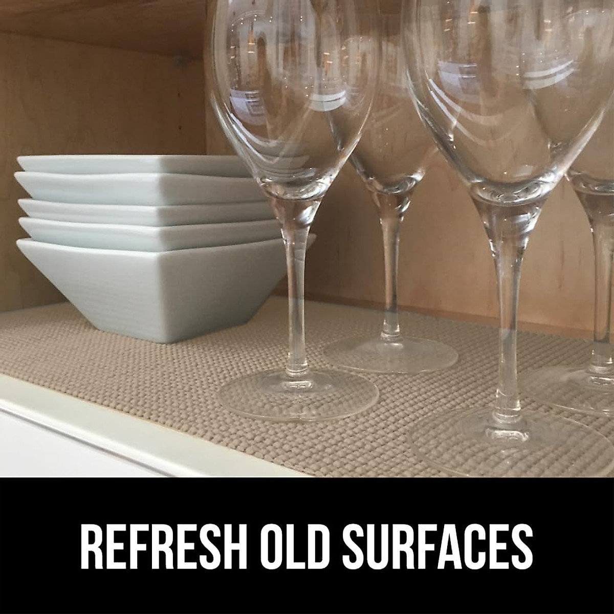 Gorilla Grip Drawer and Shelf Liner, Strong Grip, Non Adhesive Easiest Install Mat, 12 in x 20 FT, Durable Organization Liners, Kitchen Cabinets Drawers Cupboards, Bathroom Storage Shelves, Beige