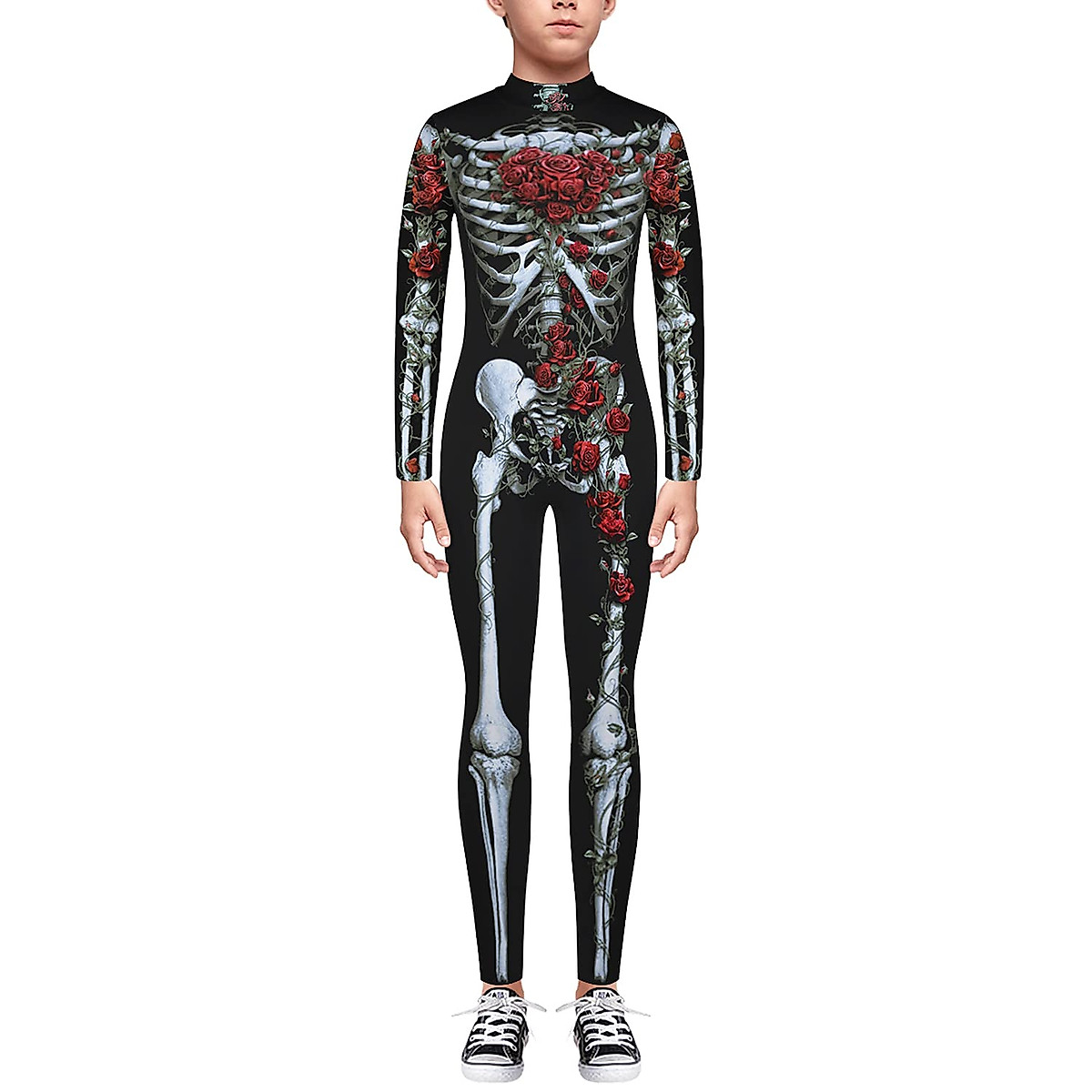 Rose Skeleton Bodysuit Day of the Dead Skull Bone Bodysuit Rose 7-8 Years