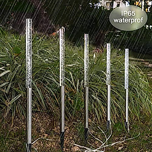 Garosa Solar Outdoor Lights 1 to 5 Solar Powered Reed LED Bubble Solar Tube Stake Lights Lamp Lawn Lights Acrylic Crystal Rod IP65 Waterproof for Garden Yard Patio Walkway Decorative White Light