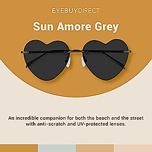 EYEBUYDIRECT Heart-Shaped Oversized Sunglasses, Scratch-Resistant Sunglasses for Women and Men with UV Protection, Polarized, Sun Amore Grey - Extra Large