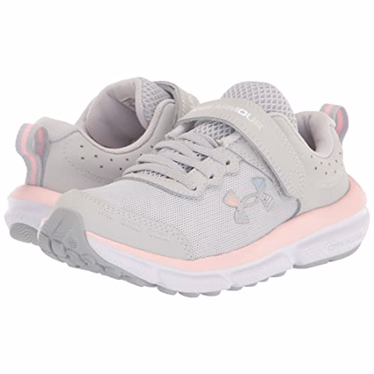Under Armour Girls' Pre School Assert 10 Alternate Closure, (100) Halo Gray/Pink Sugar/Iridescent, 3, US