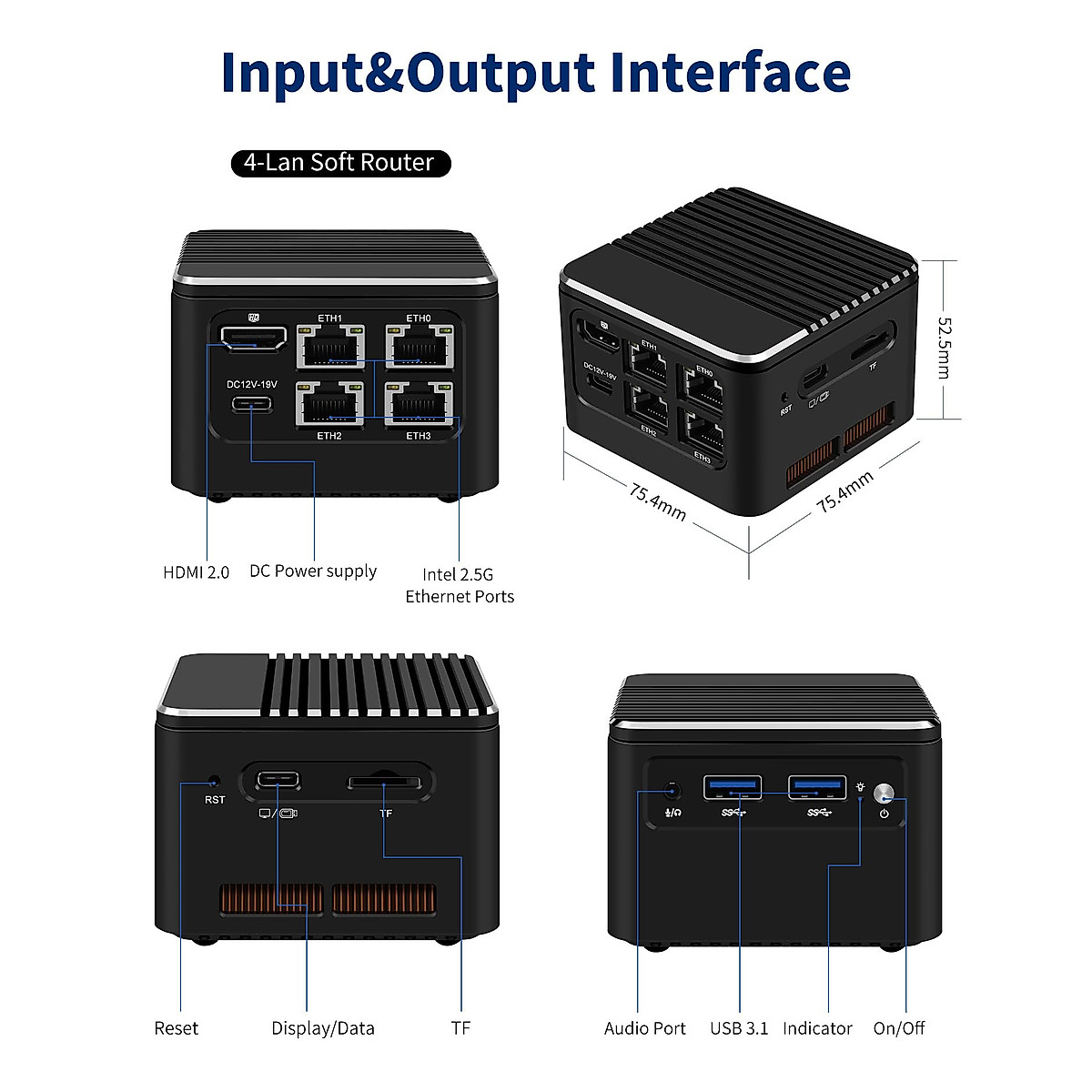 Mrroute M1 Plus Mini PC with N305 Processor, 16G RAM 256G SSD Mini Desktop PC, All-in-one Dual Display HDMI,Type-c/USB 3.0/4x2.5GbE LAN Business Mini Computer Win 11